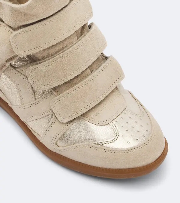 Isabel Marant Étoile Bekett Metallic Leather And Suede Wedge Sneakers