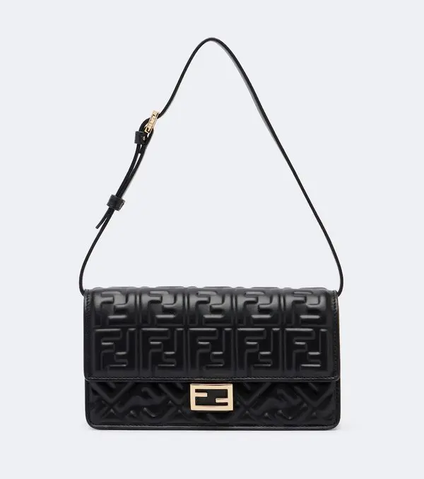 Fendi Tube Ff Leather Wallet On Chain - Black