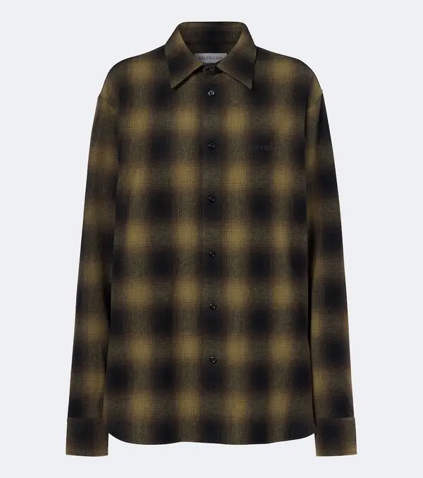 Balenciaga Checked Wool-blend Flannel Overshirt - Green