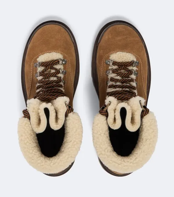 Balenciaga Shearling-lined Suede Lace-up Boots