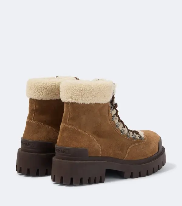 Balenciaga Shearling-lined Suede Lace-up Boots