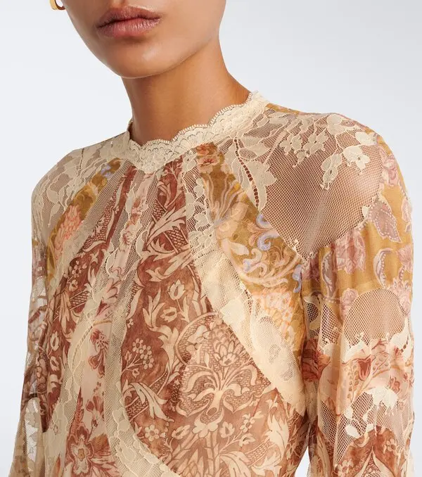Zimmermann Valiant Floral Panelled Silk Gown