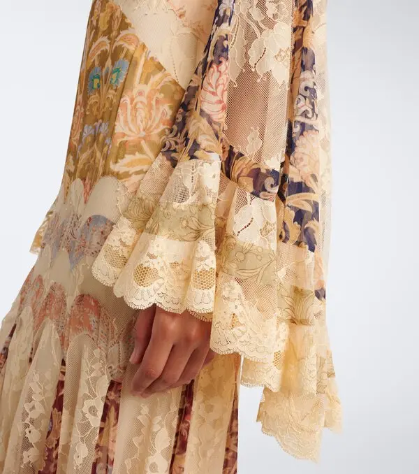 Zimmermann Valiant Floral Panelled Silk Gown
