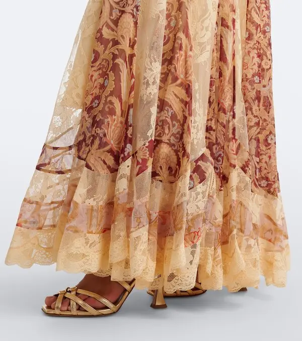 Zimmermann Valiant Floral Panelled Silk Gown