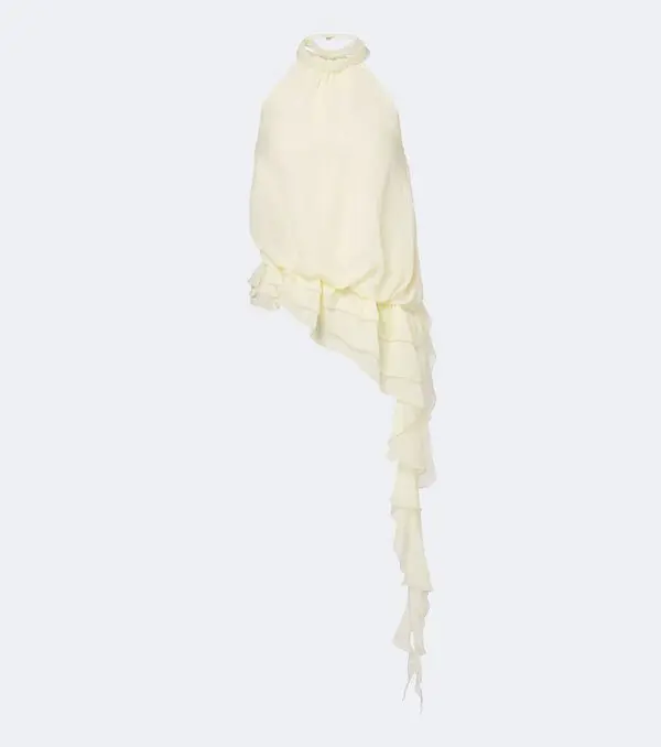 JACQUES WEI Ruffled Chiffon Halterneck Top