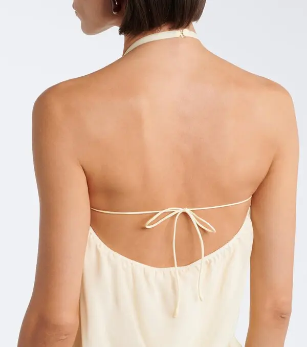 JACQUES WEI Ruffled Chiffon Halterneck Top