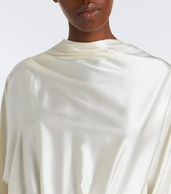 Staud Phoebe Draped Silk-blend Midi Dress