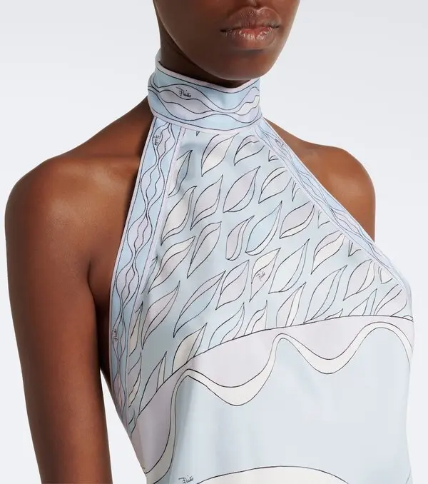 Emilio Pucci Dune Asymmetric Silk Twill Midi Dress