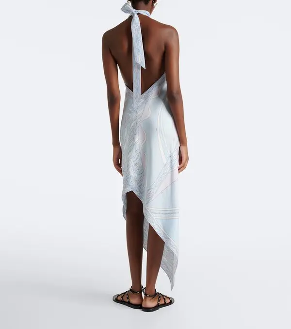 Emilio Pucci Dune Asymmetric Silk Twill Midi Dress