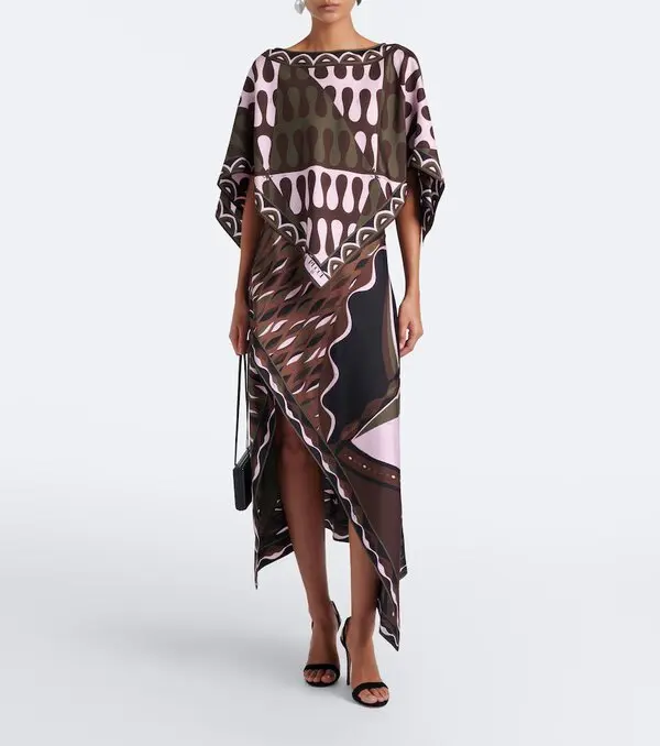 Emilio Pucci Leocorno Asymmetric Silk Twill Top