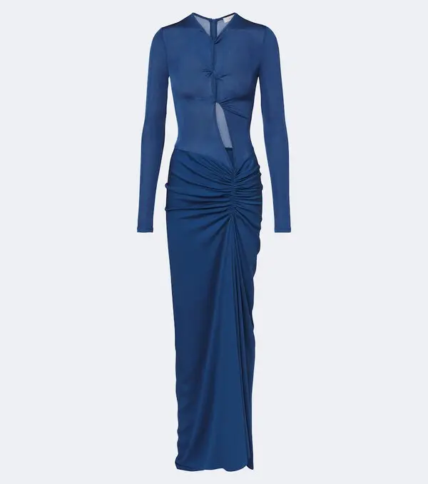Christopher Esber Open Twist Cutout Ruched Jersey Maxi Dress