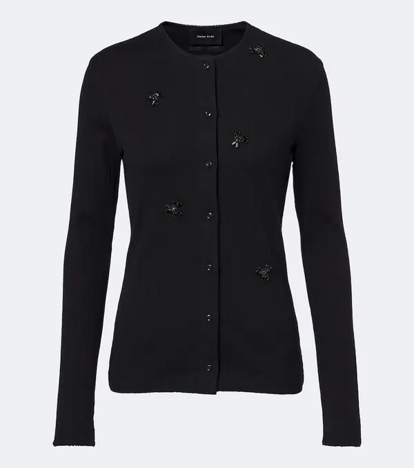 Simone Rocha Embellished Pointelle Cotton Cardigan