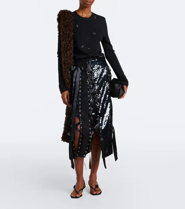 Simone Rocha Embellished Pointelle Cotton Cardigan