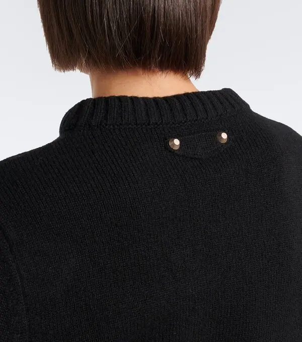 Balenciaga Cropped Gathered Wool Sweater - Black