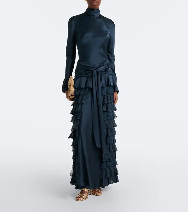 Zimmermann Valiant Ruffled Silk Satin And Chiffon Gown