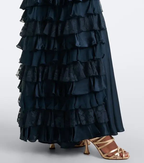 Zimmermann Valiant Ruffled Silk Satin And Chiffon Gown