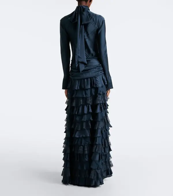 Zimmermann Valiant Ruffled Silk Satin And Chiffon Gown