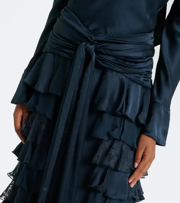 Zimmermann Valiant Ruffled Silk Satin And Chiffon Gown