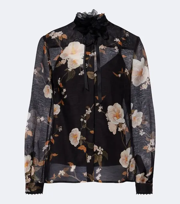 Zimmermann Ascent Bow-detail Linen And Silk Blouse - Black