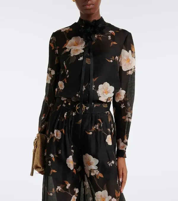 Zimmermann Ascent Bow-detail Linen And Silk Blouse