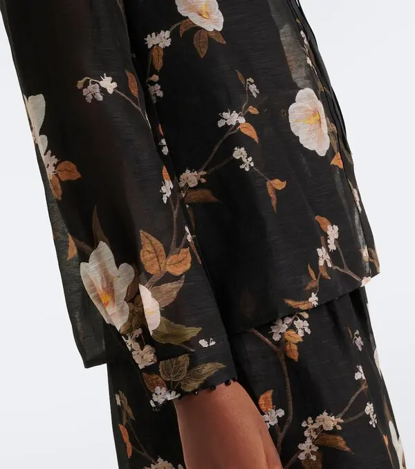 Zimmermann Ascent Bow-detail Linen And Silk Blouse - Multicoloured
