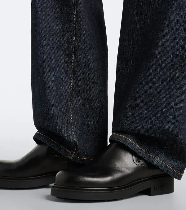 Fendi Commando Ff Zucca Leather Chelsea Boots