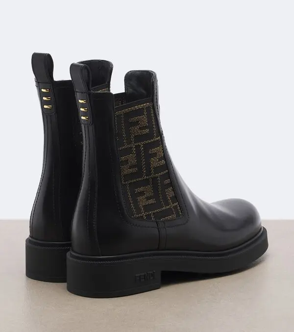 Fendi Commando Ff Zucca Leather Chelsea Boots