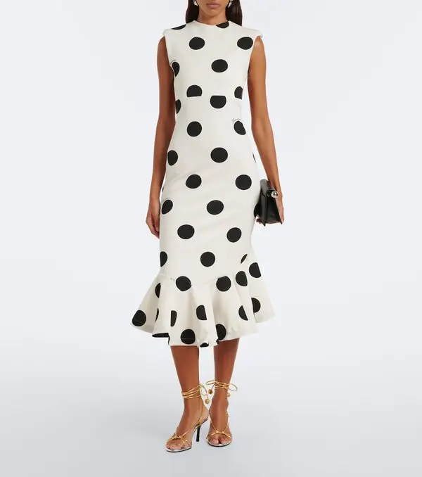 Jacquemus Palmier Polka-dot Jersey Midi Dress