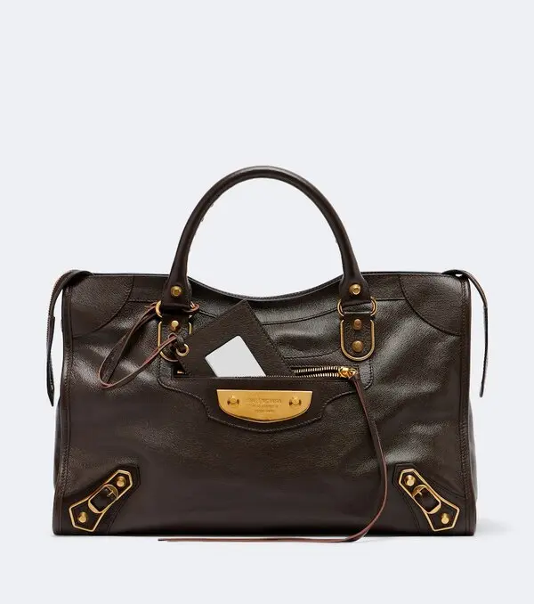 Balenciaga Le City Uptown Medium Leather Top-handle Bag - Espresso