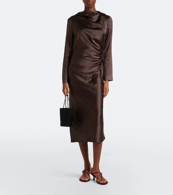 Loulou De Saison Fabio Draped Satin Midi Dress