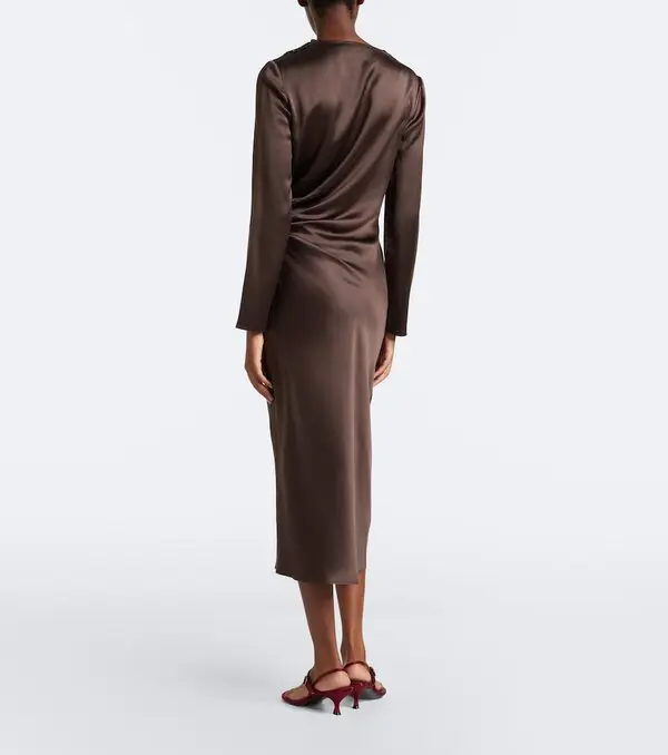 Loulou De Saison Fabio Draped Satin Midi Dress