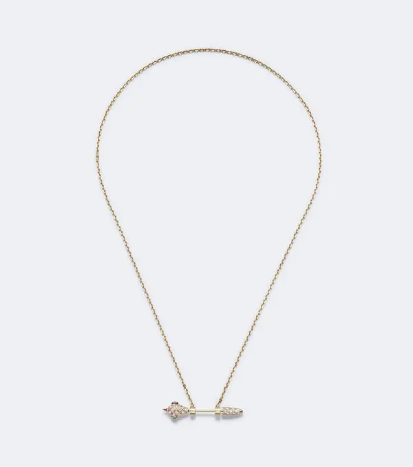 Yvonne Léon Python 9kt And Enamel Pendant Necklace With Diamonds - Gold
