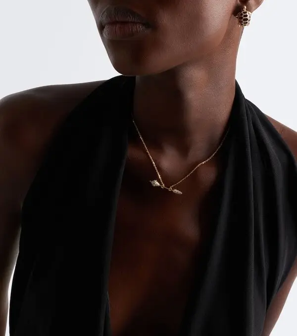 Yvonne Léon Python 9kt And Enamel Pendant Necklace With Diamonds