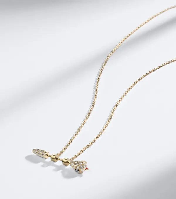 Yvonne Léon Python 9kt And Enamel Pendant Necklace With Diamonds