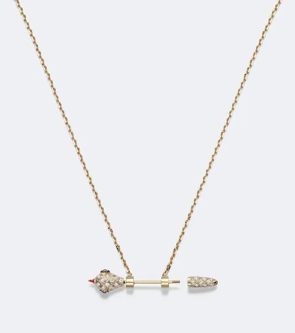Yvonne Léon Python 9kt And Enamel Pendant Necklace With Diamonds