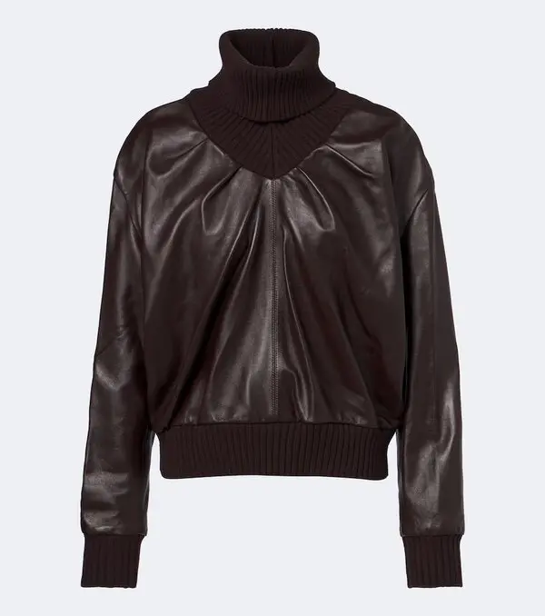 Victoria Beckham Leather Turtleneck Top