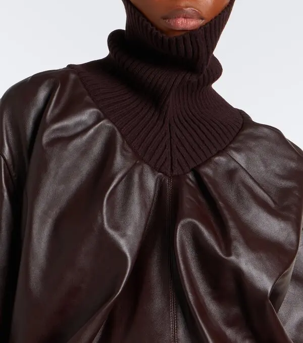 Victoria Beckham Leather Turtleneck Top