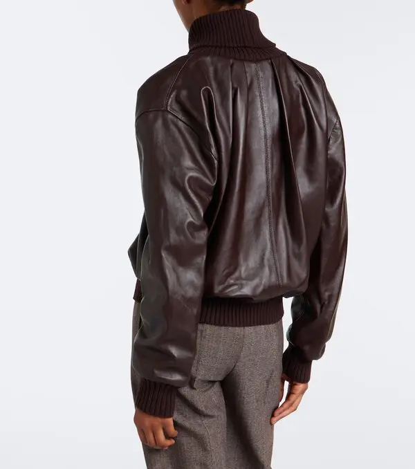 Victoria Beckham Leather Turtleneck Top