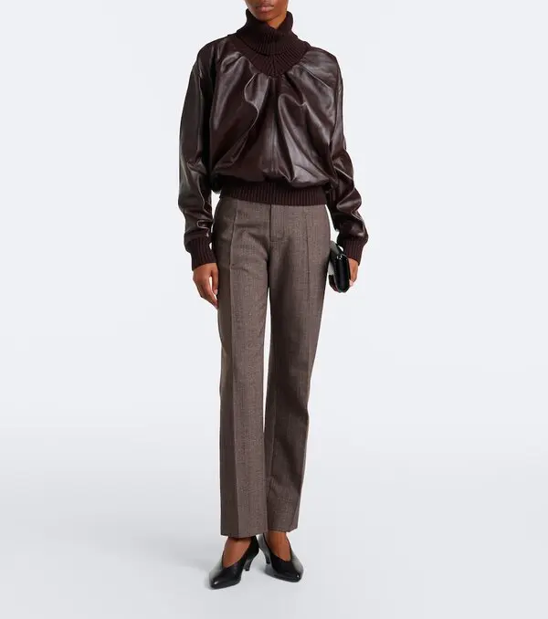 Victoria Beckham Leather Turtleneck Top