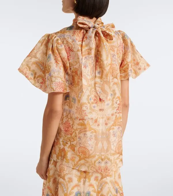 Zimmermann Valiant Printed Linen And Silk Top