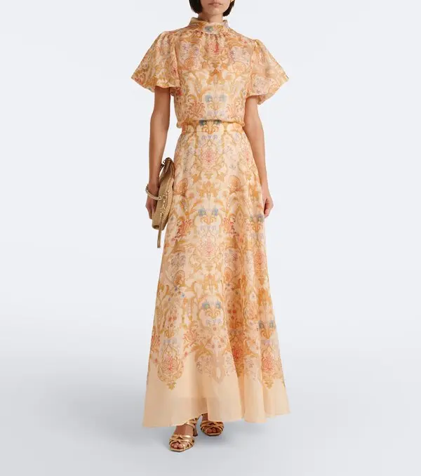 Zimmermann Valiant Printed Linen And Silk Top