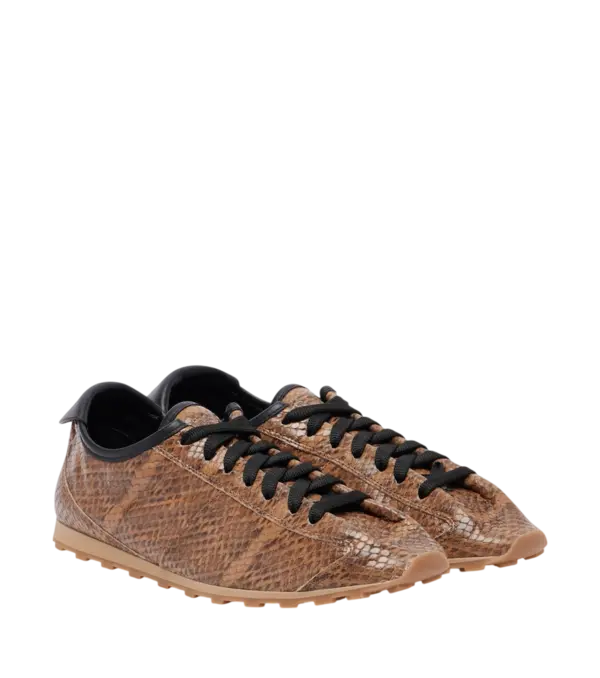 Jacquemus Tennis Snake-effect Leather Sneakers - Brown