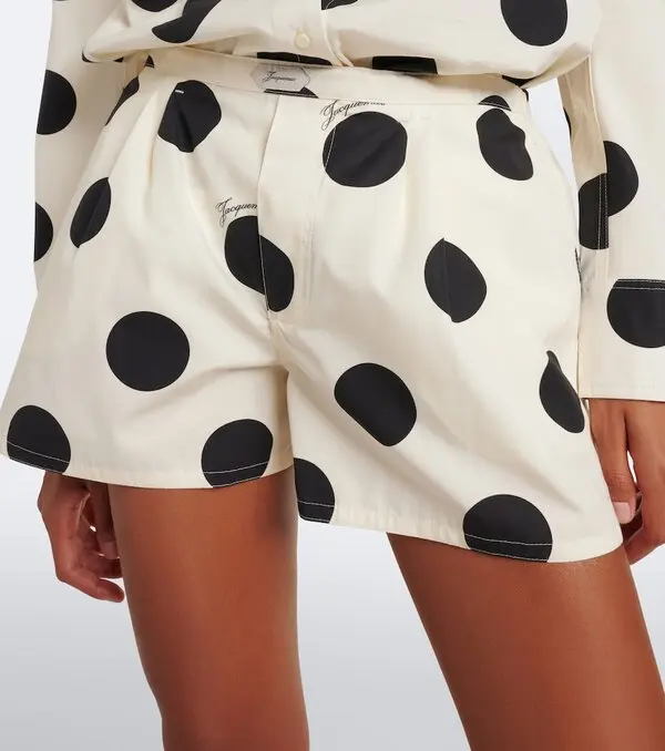 Jacquemus Amelo Polka-dot Cotton Shorts