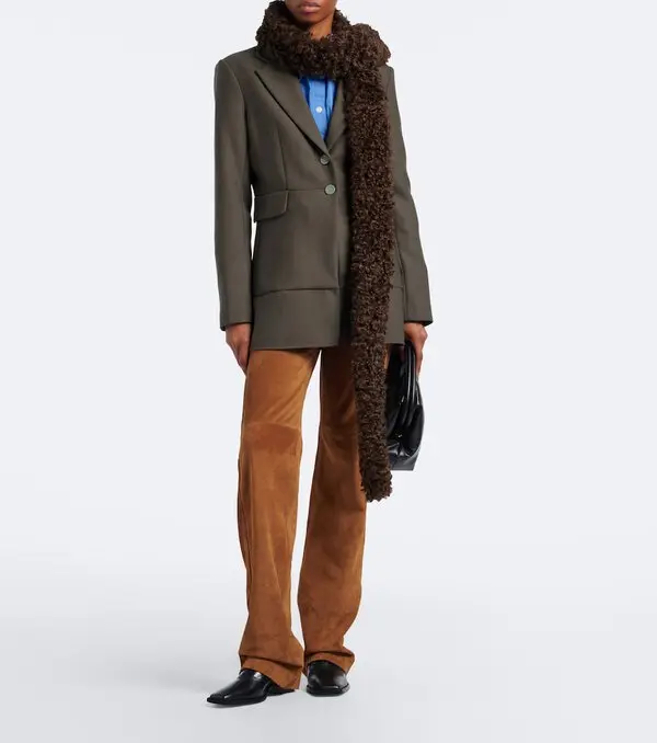 NILI LOTAN Joan Suede Straight Pants