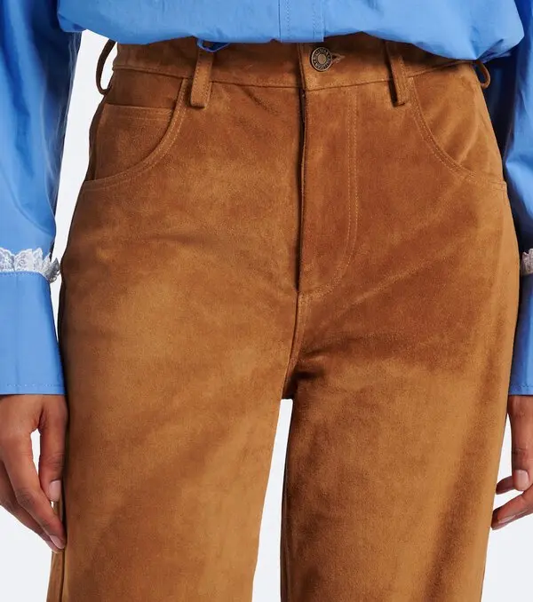 NILI LOTAN Joan Suede Straight Pants