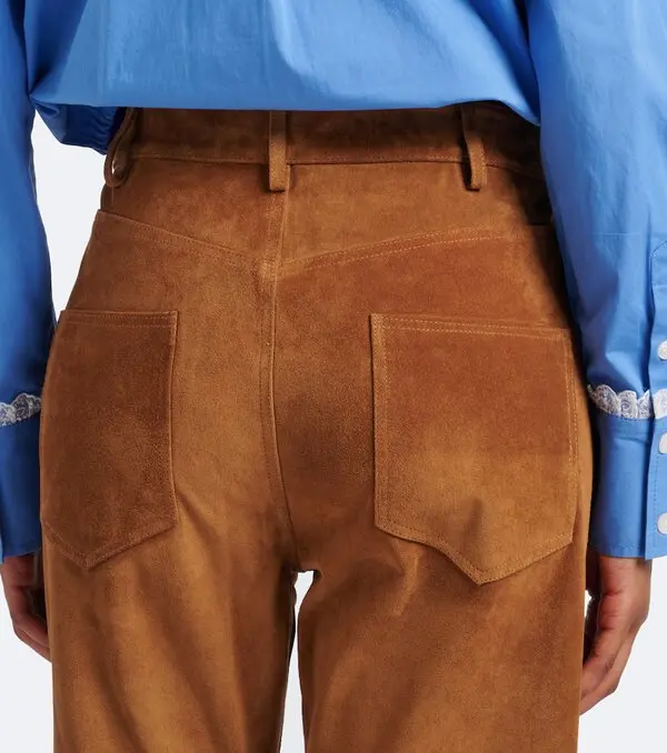 NILI LOTAN Joan Suede Straight Pants
