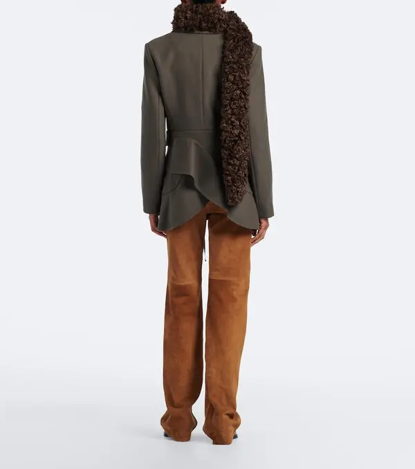 NILI LOTAN Joan Suede Straight Pants