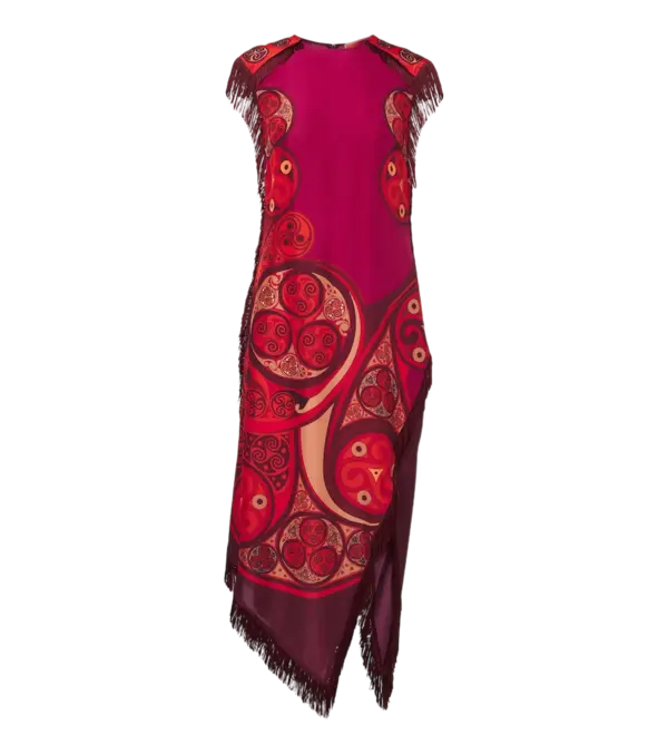 La DoubleJ Alchemy Fringed Silk Voile Midi Dress - Multicoloured