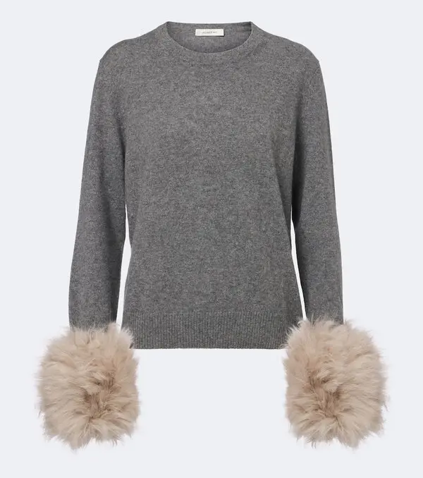 JACQUES WEI Wool-trimmed Cashmere Sweater - Grey