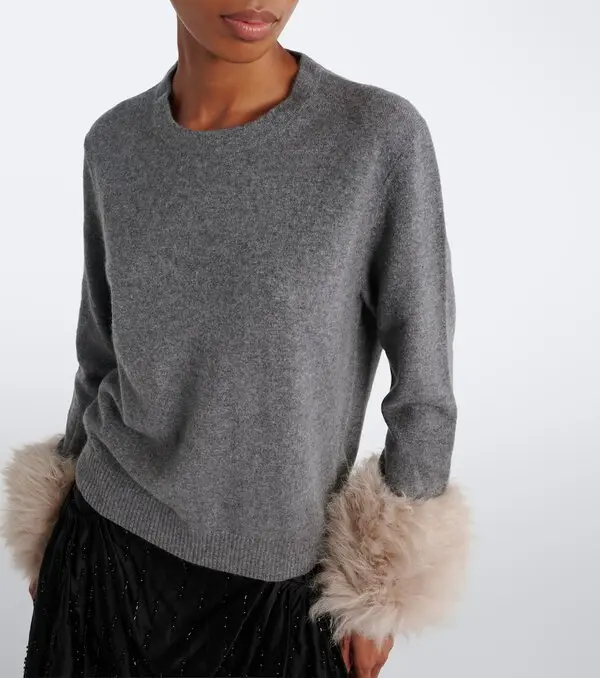 JACQUES WEI Wool-trimmed Cashmere Sweater - Grey
